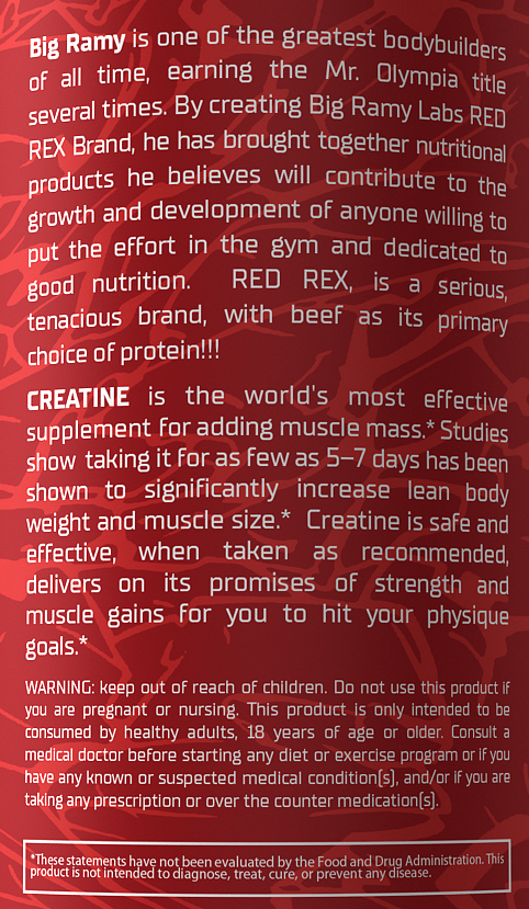 RED REX CREATINE 5000MG UNFLAVORED – Big Ramy Labs